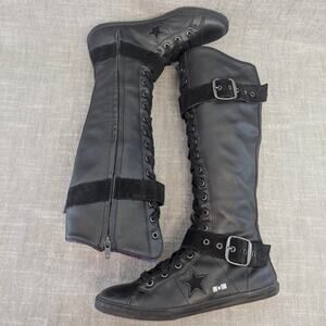 Converse | Shoes | Converse Os Lo Pro Xxhi Black Leather Knee High Lace ...